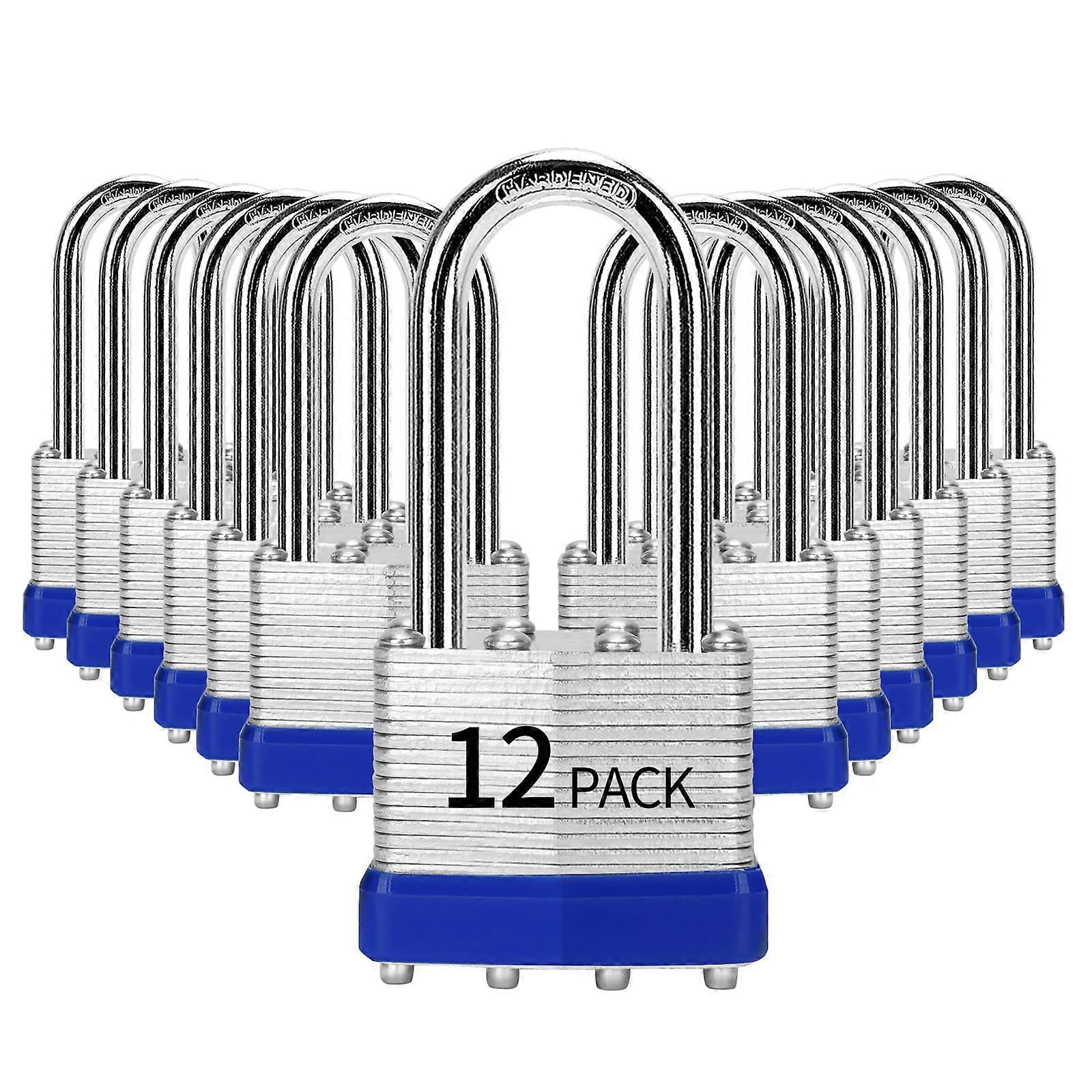 Padlocks Keyed Alike, Pack of 12, Laminated Steel Keyed Lock (1-9/16 ...