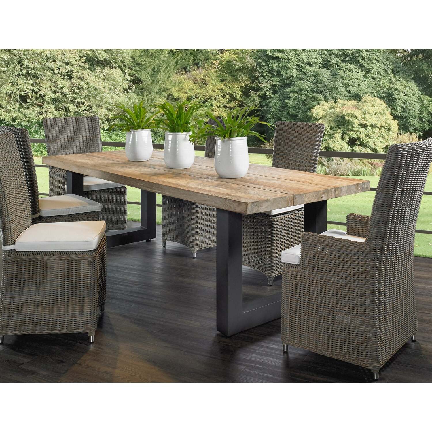 Padma's Plantation Outdoor Vittoria Reclaimed Teak Dining Table - 98.5 ...