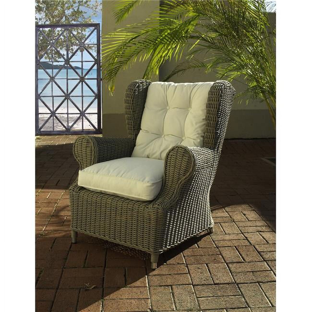 Padma's Plantation Outdoor Wing Chair- Kubu-With White Outdoor Cushion ...