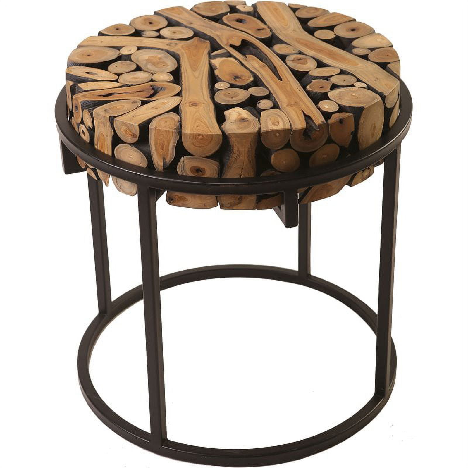 Padma's Plantation Safari Wood Round Side Table in Natural & Black ...
