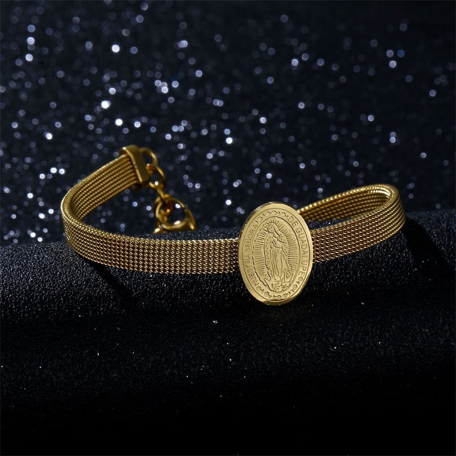 Padre Pio Coin Charm Virgin Mary Bracelets for Men,14K Yellow Gold ...