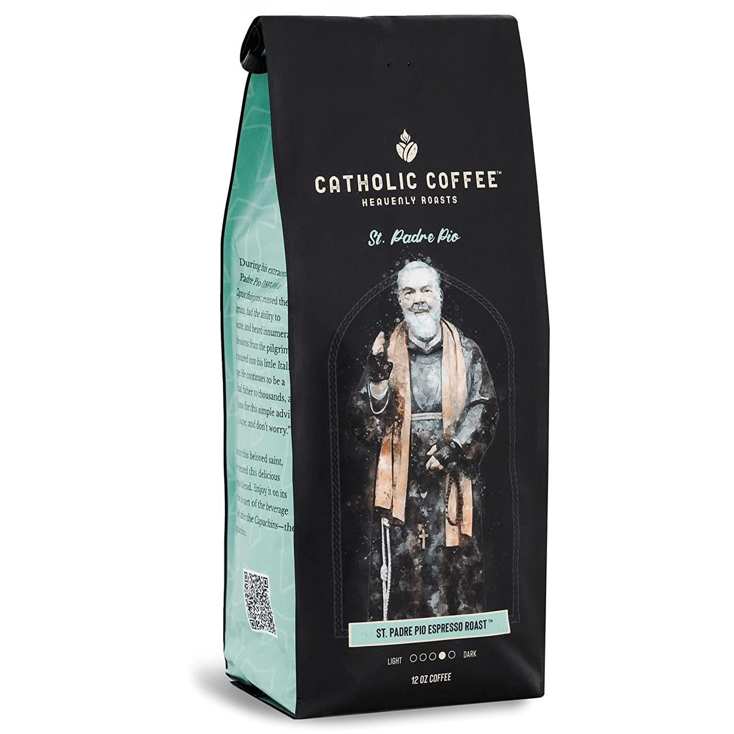 Padre Pio Medium Italian Blend Roast Coffee (Whole Bean) 12 ounces ...