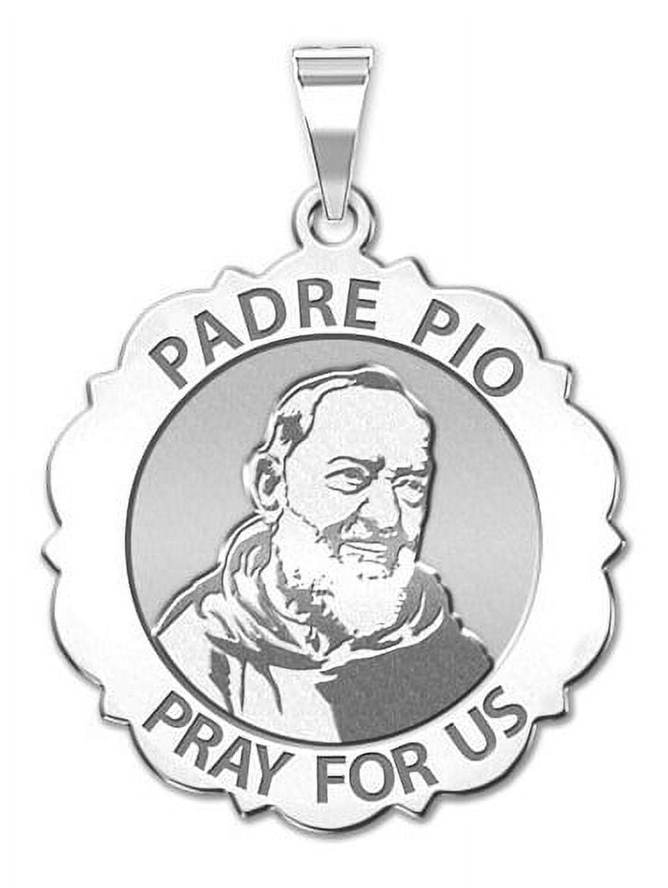 Padre Pio Scalloped Round Religious Medal - 1 Inch Size of a Quarter ...