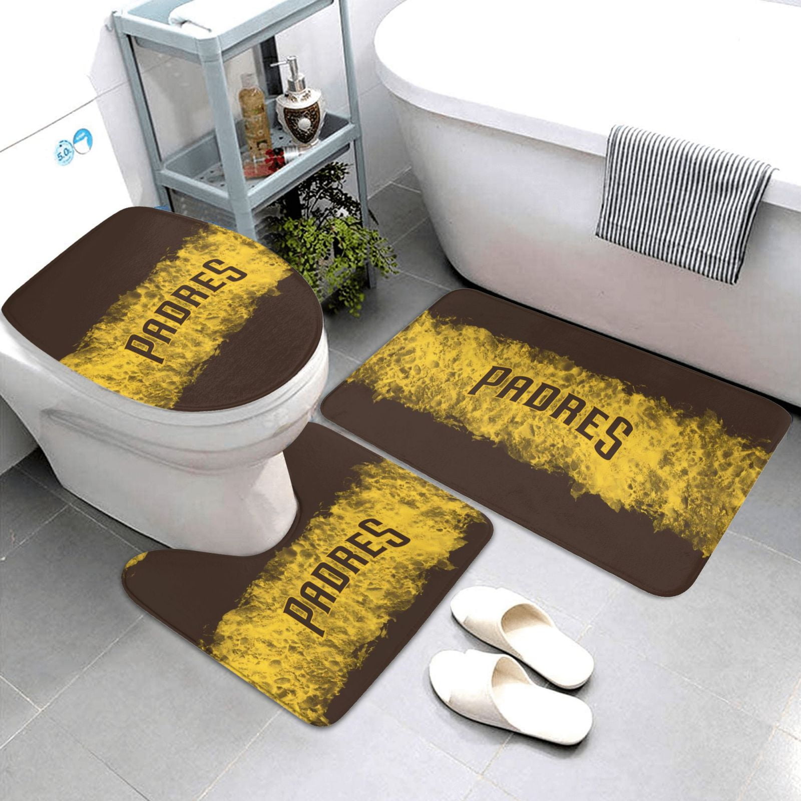 Padres Baseball Team Custom Luxury Flannel Bathroom Rug Set of 3, Extra ...