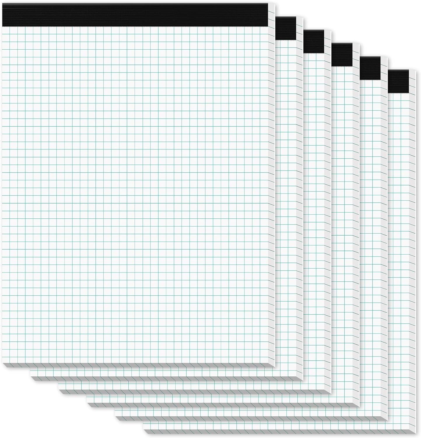 Pads 8.5 x 11, 6 Pack, 4x4 Blue Quad Grid Paper Pad, White Quadrille ...