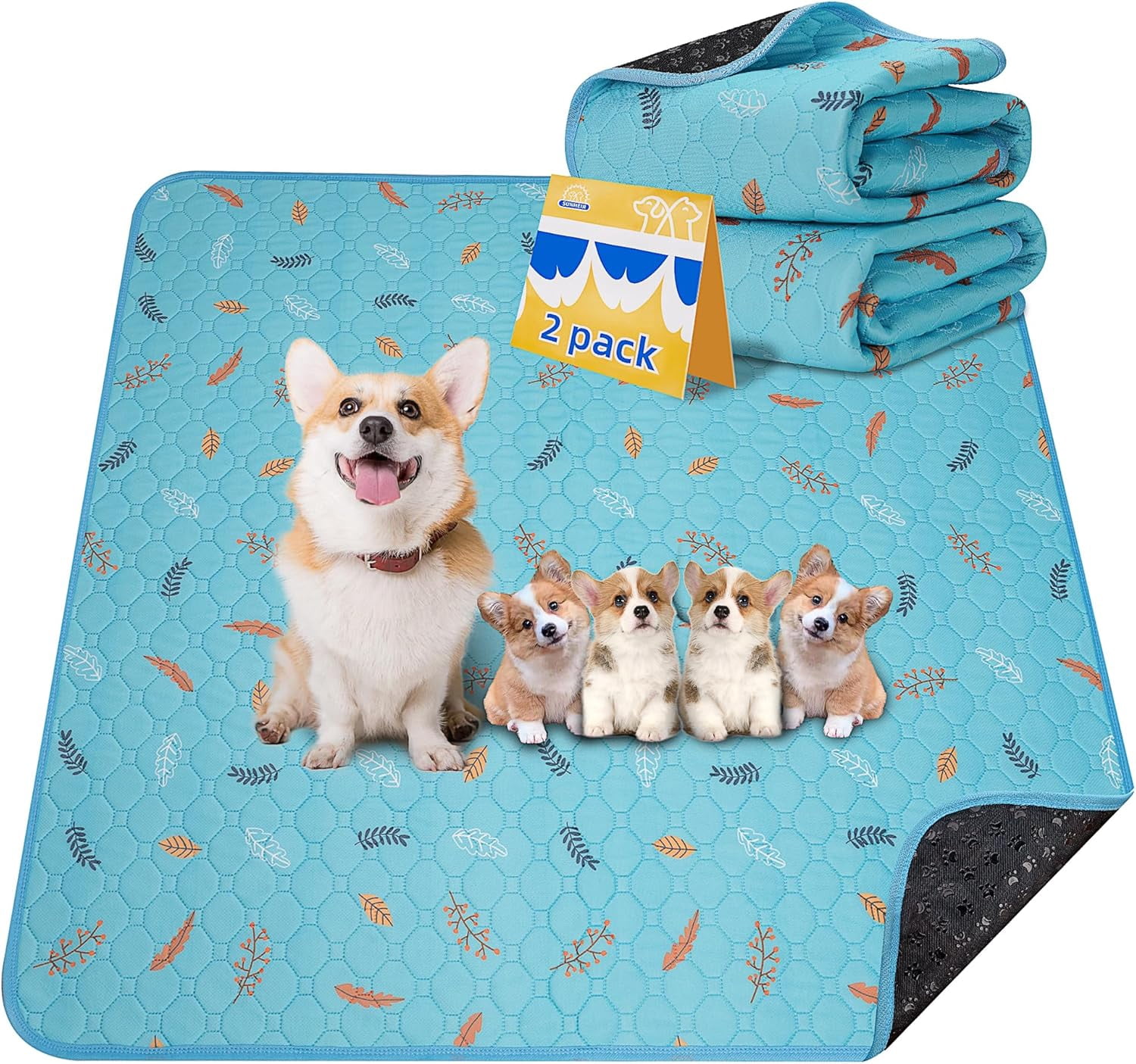 Pads for Dogs - 2-Pack Thick Heavy Absorbency Reusable Pee Pads Prevent ...