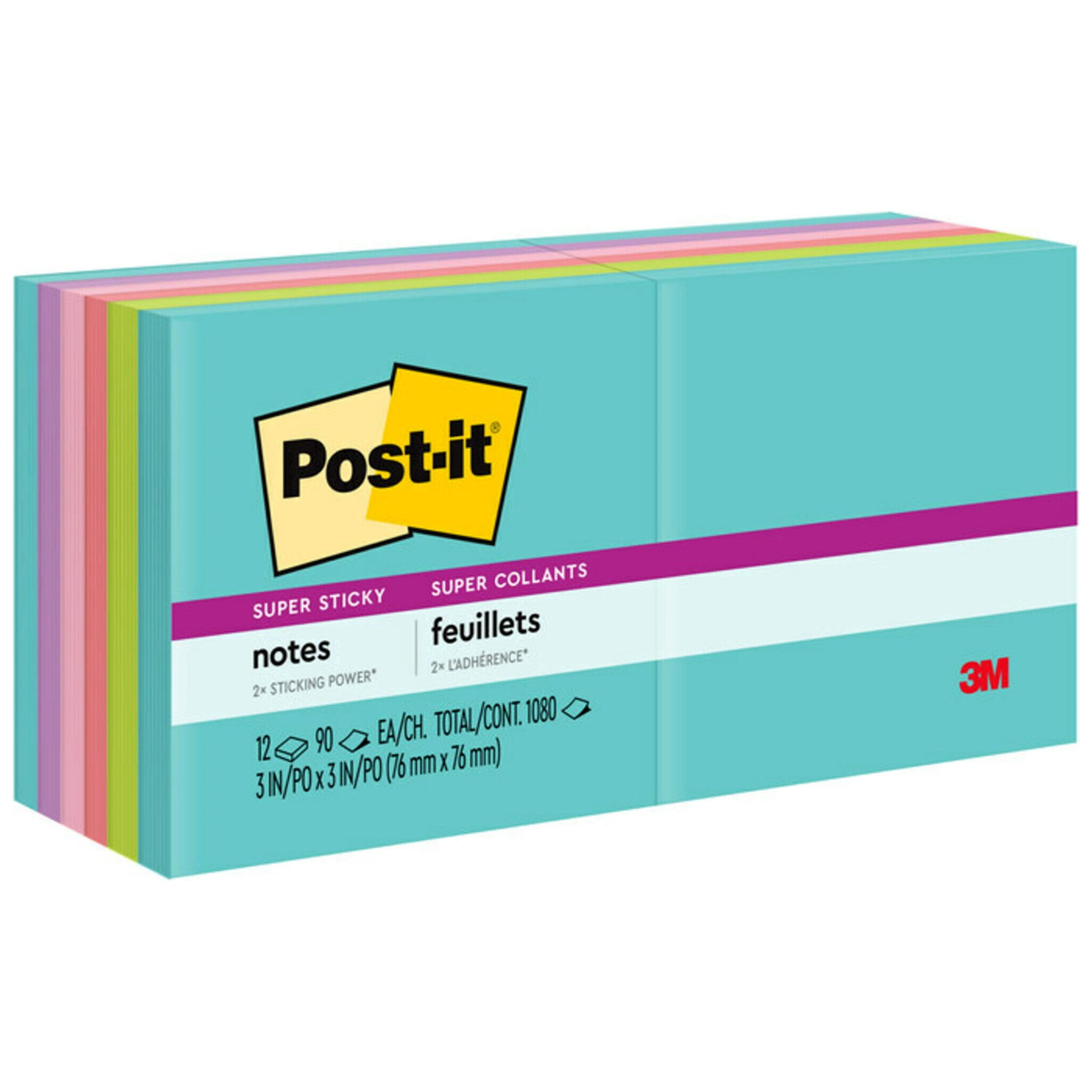 Pads In Miami Colors, 3 X 3, 90/pad, 12 Pads/pack | Bundle of 5 Packs ...