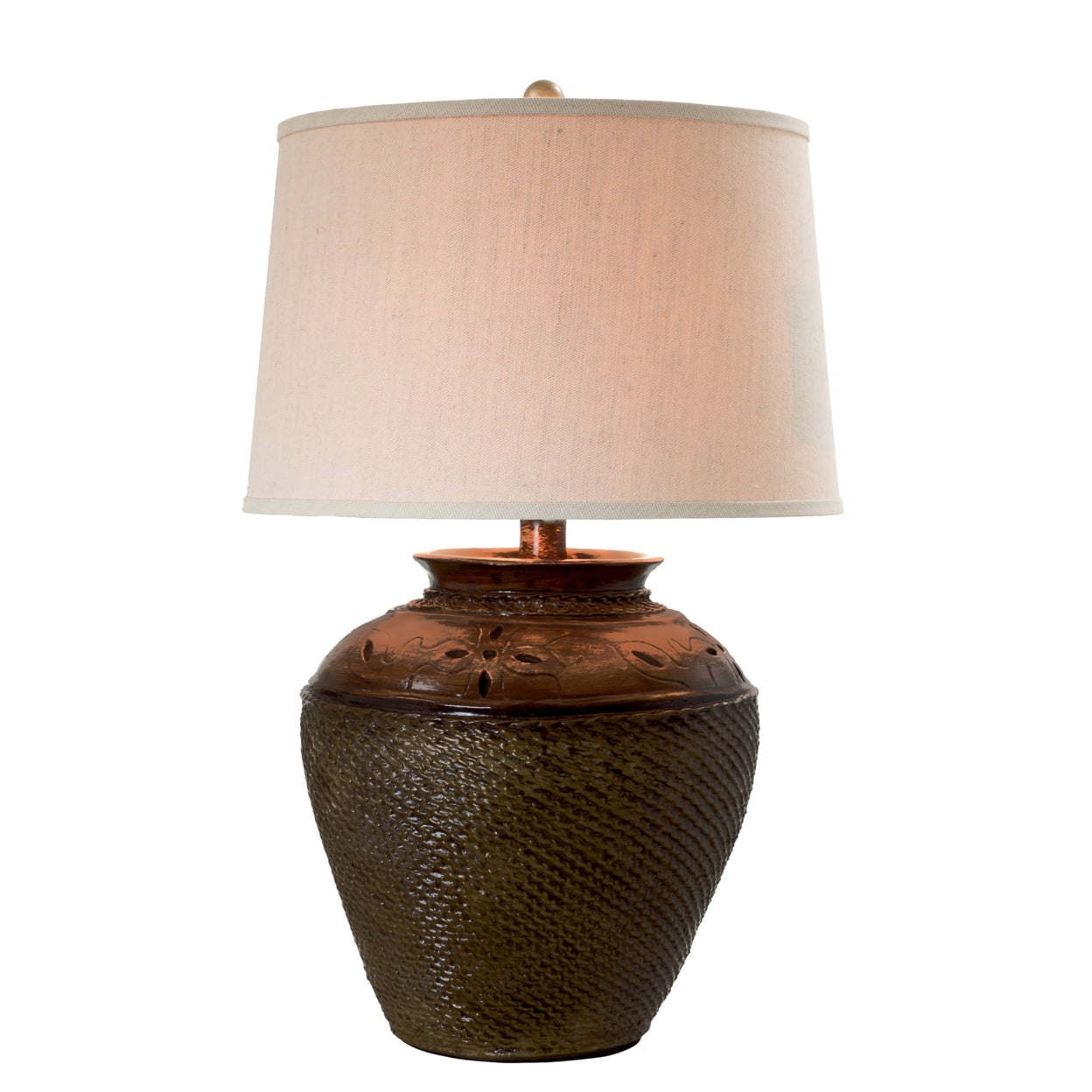 Paek 27 Inch Hydrocal Table Lamp Drum Shade Textured Urn Base Dark Oak ...