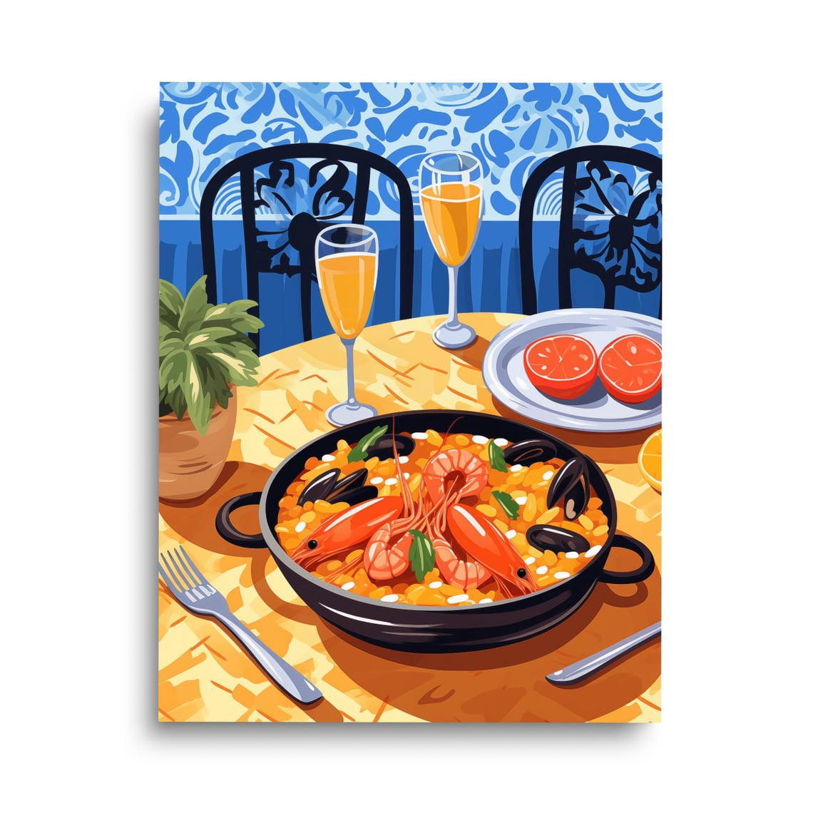 Paella Print, Spanish Food Art, Mediterranean Kitchen Decor, Europe ...