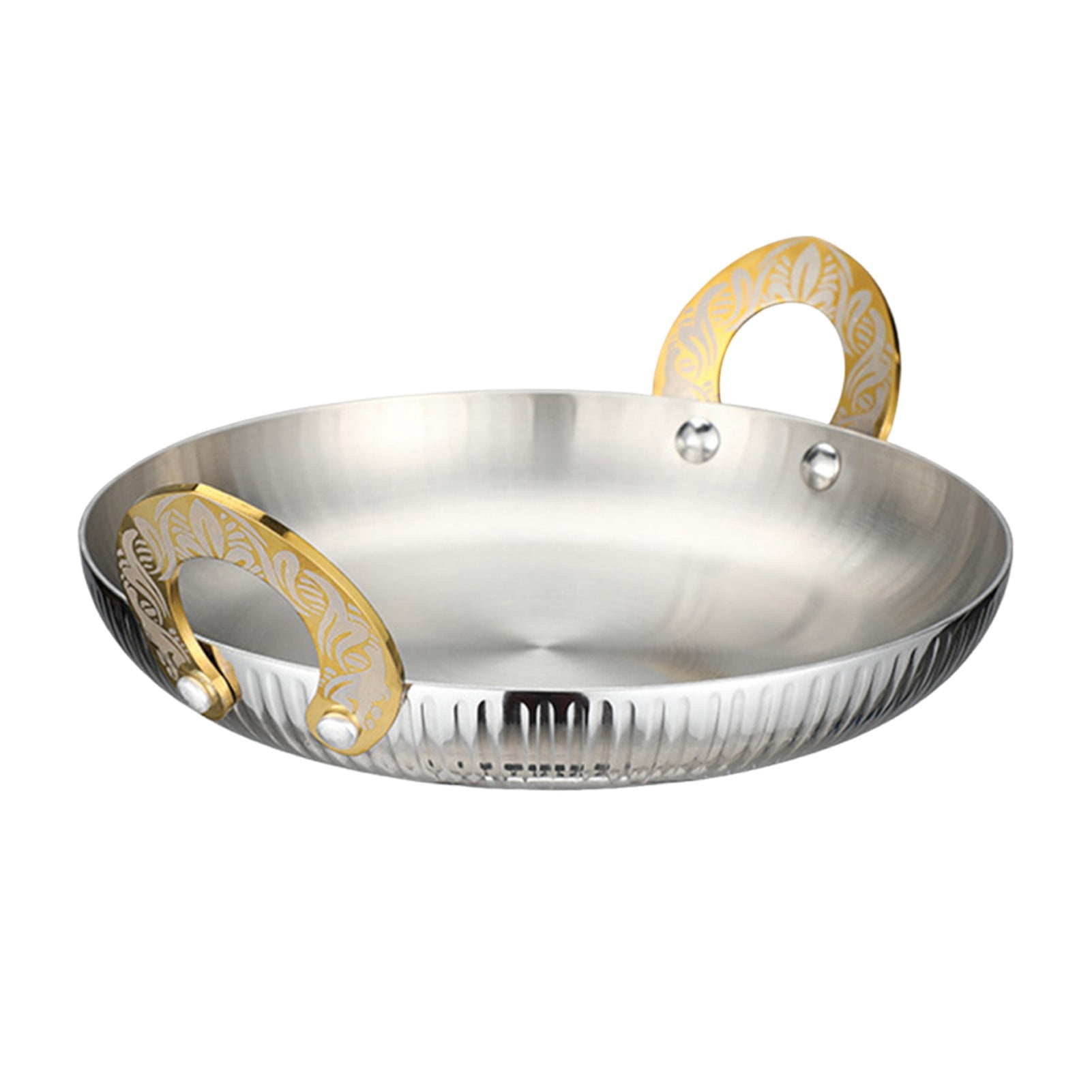 Paella pan, stainless steel double-eared pan, wok cheese cooker ...