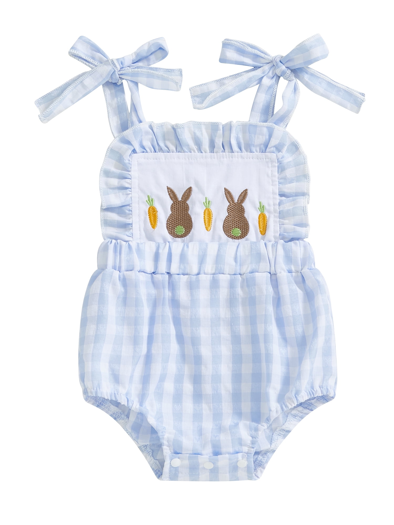 PaerPade Baby Summer Rompers Ruffles Plaid Pattern Four-Leaf Clover ...