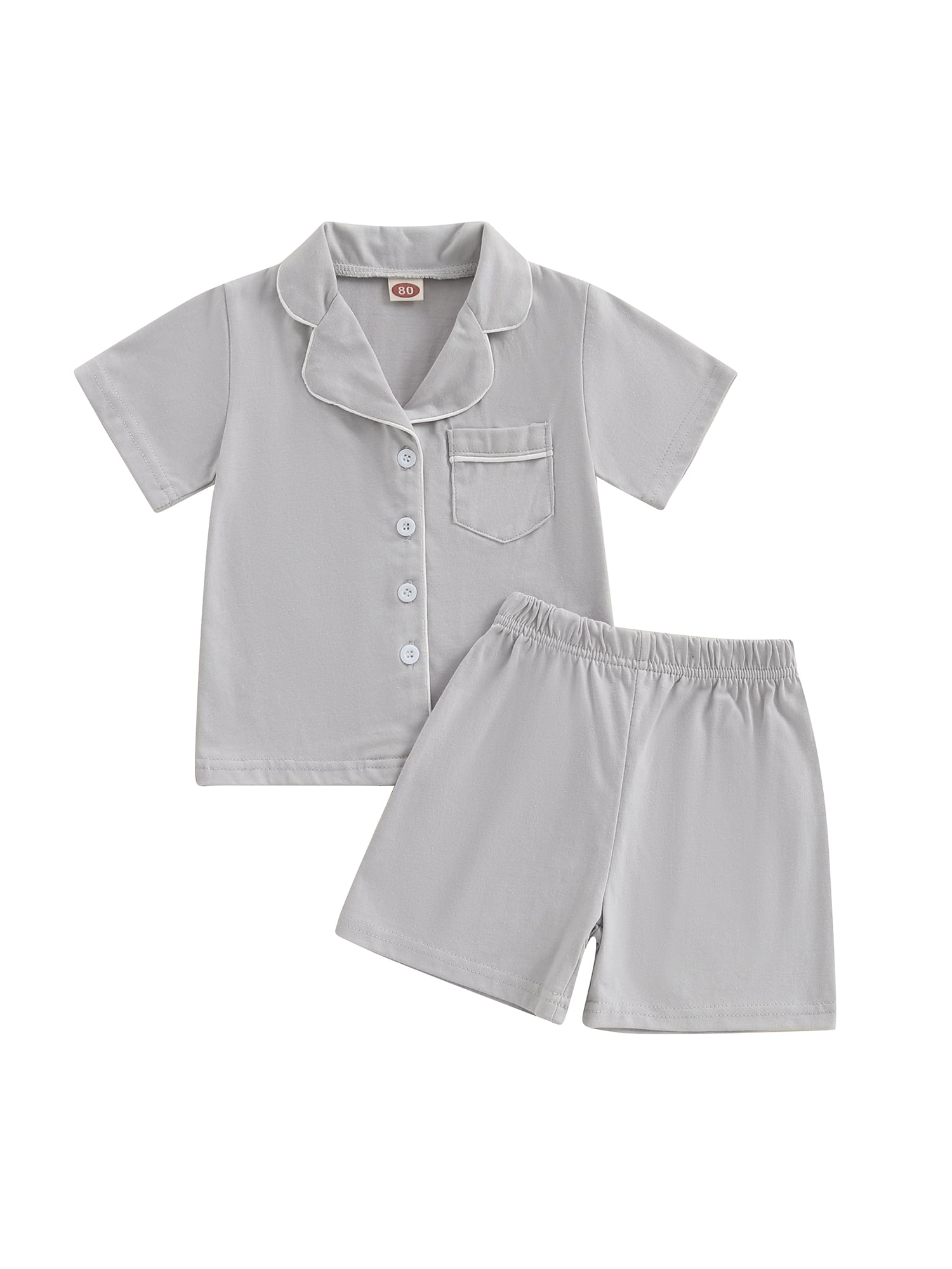 PaerPade Kid Toddler Boy Girl Summer Pajamas Set Contrast Trim Lapel ...