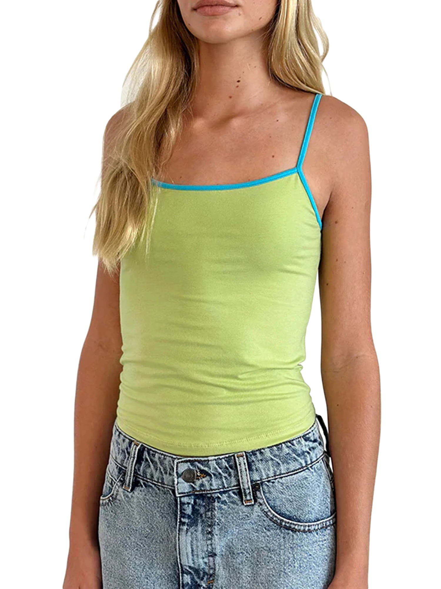 PaerPade Women Cami Tops Sleeveless Open Back Contrast Color Camisole ...