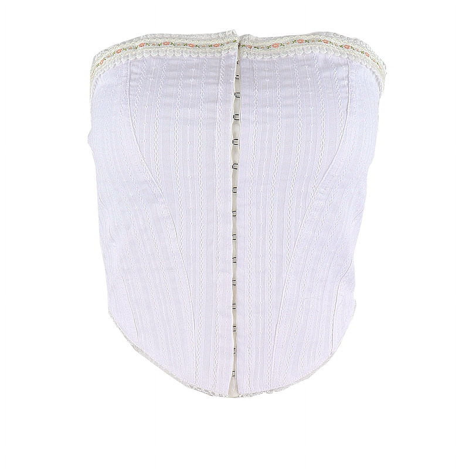PaerPade Women Single-breast Waist Corset, White Floral Pattern Off-the ...