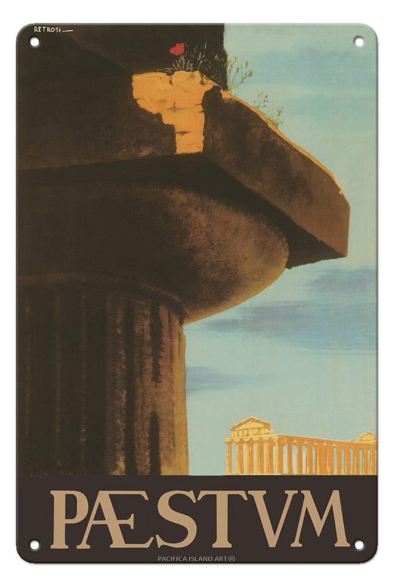 Paestum Italy - Ancient Greek Temples - Vintage Travel Poster by ...