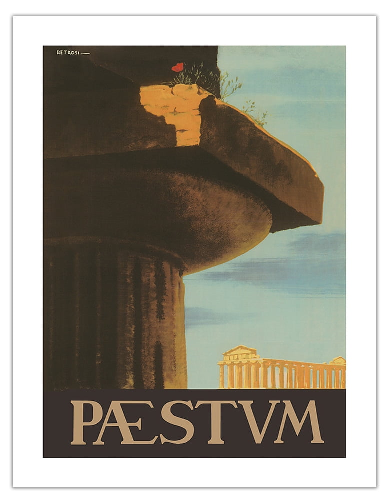 Paestum Italy - Ancient Greek Temples - Vintage Travel Poster by ...