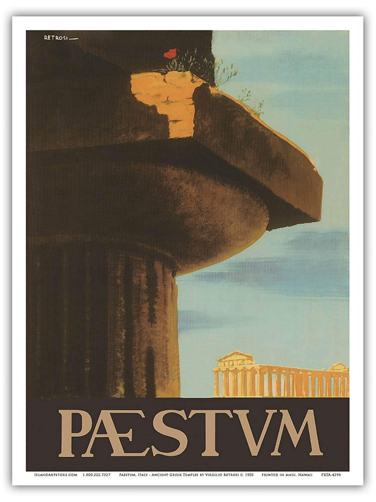 Paestum Italy - Ancient Greek Temples - Vintage Travel Poster by ...