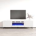 Pafos WH-EF Fireplace TV Stand for TVs up to 80", Modern Matte 71" Entertainment Center ...