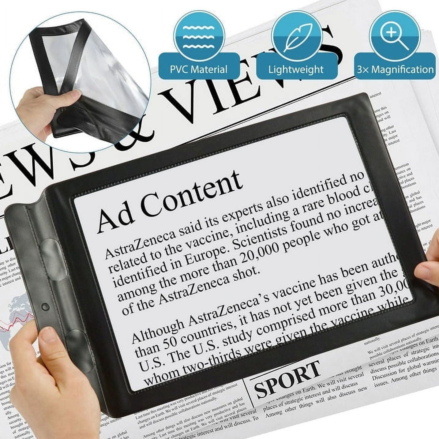 Page Magnifier for Reading, A4 Magnifier for Seniors,Large Sheet ...