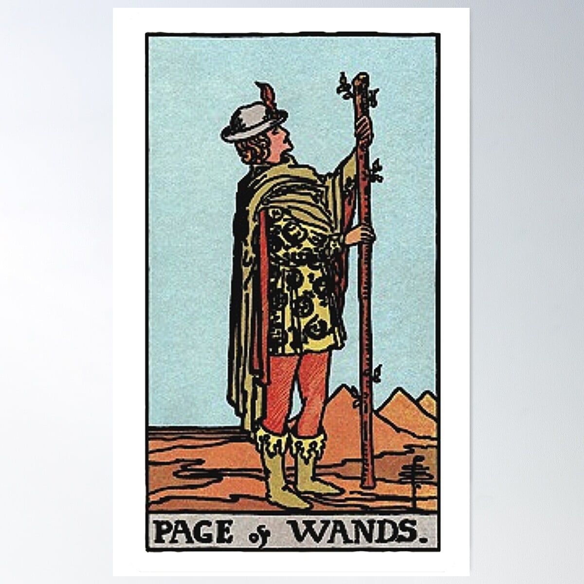Page Of Wands Tarot Card Poster Wall Art, Modern Wall Decor For Living ...