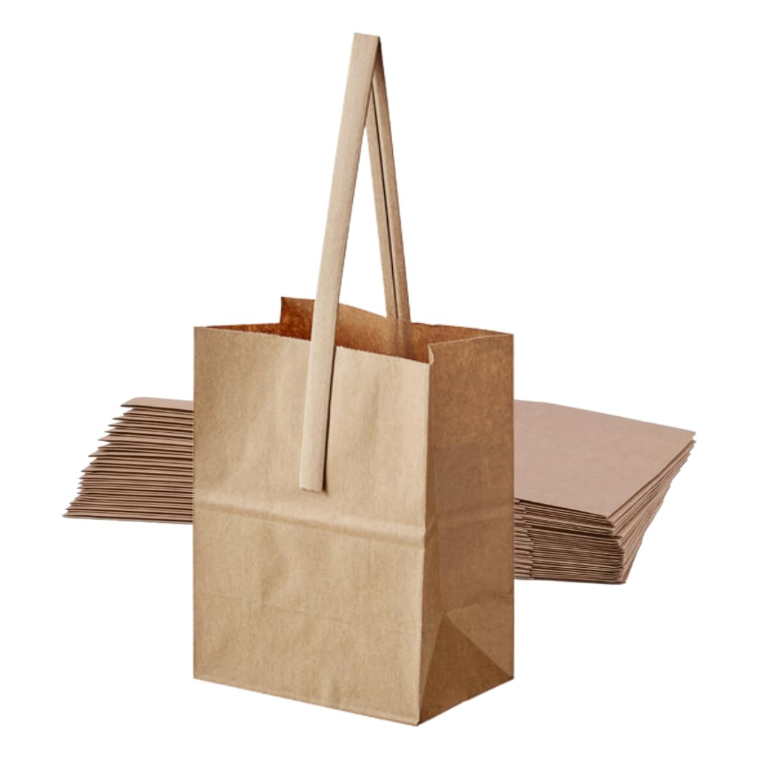 PageLegacy 50-Pack of USA-Made EC36 Brown Kraft Paper Bags with Handles ...