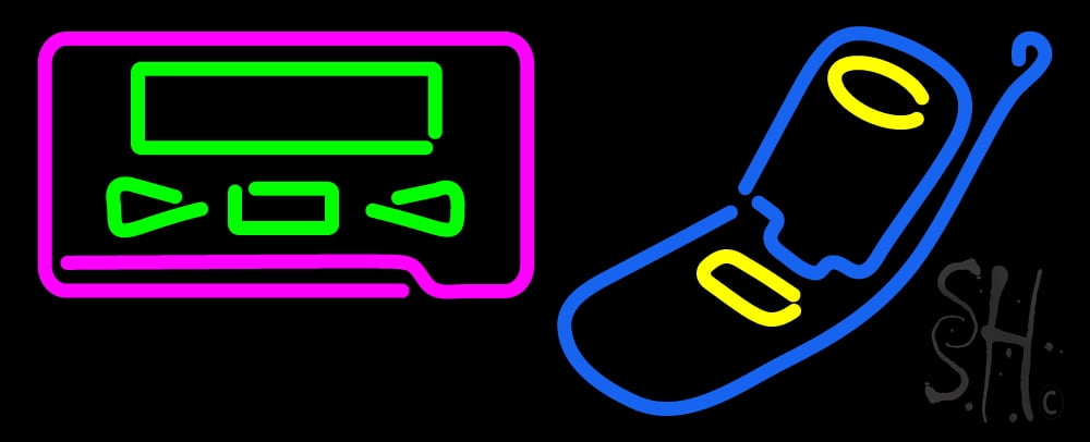 Pager Cellular Logo LED Neon Sign 10 x 24 - inches, Clear Edge Cut ...