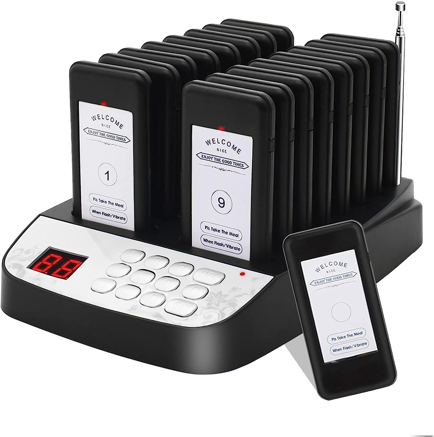 Pager Restaurant System 16 Buzzers Vibration Flashing Wireless Calling ...