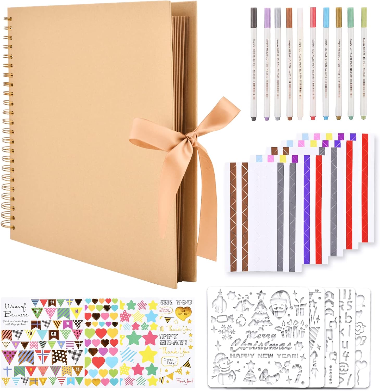 Pages Scrapbook Album with Metallic Markers, Craft Paper Photo Album ...