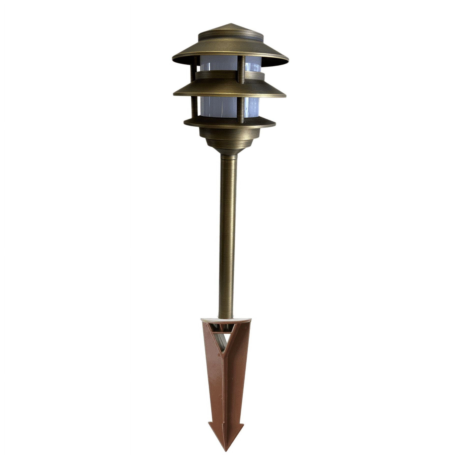 Pagoda Cast Brass Path Light LED Low Voltage Outdoor Landscape Lighting ...
