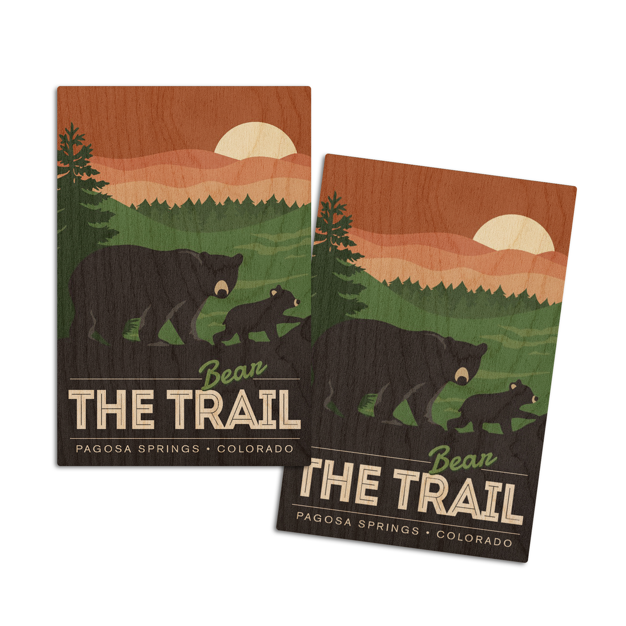Pagosa Springs, Colorado, Bear the Trail (4x6 Birch Wood Postcards, 2 ...