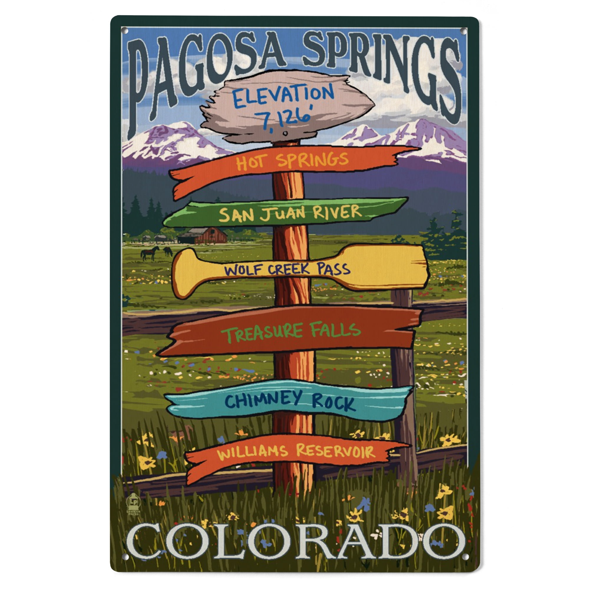 Pagosa Springs, Colorado, Destination Signpost Birch Wood Wall Sign ...