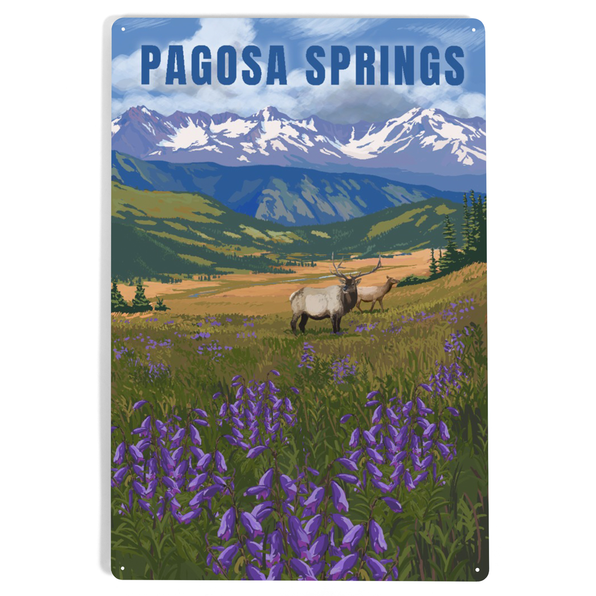 Pagosa Springs, Colorado, Elk and Flowers (12x18 Aluminum Art, Indoor ...