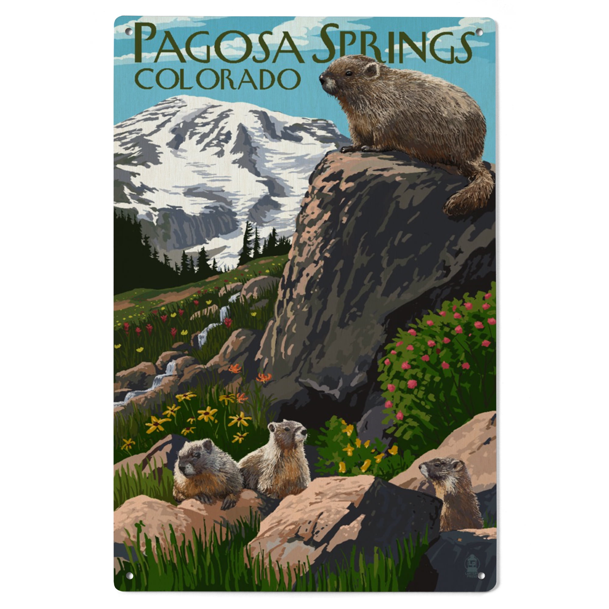 Pagosa Springs, Colorado, Marmots Birch Wood Wall Sign (6x9 Rustic Home ...