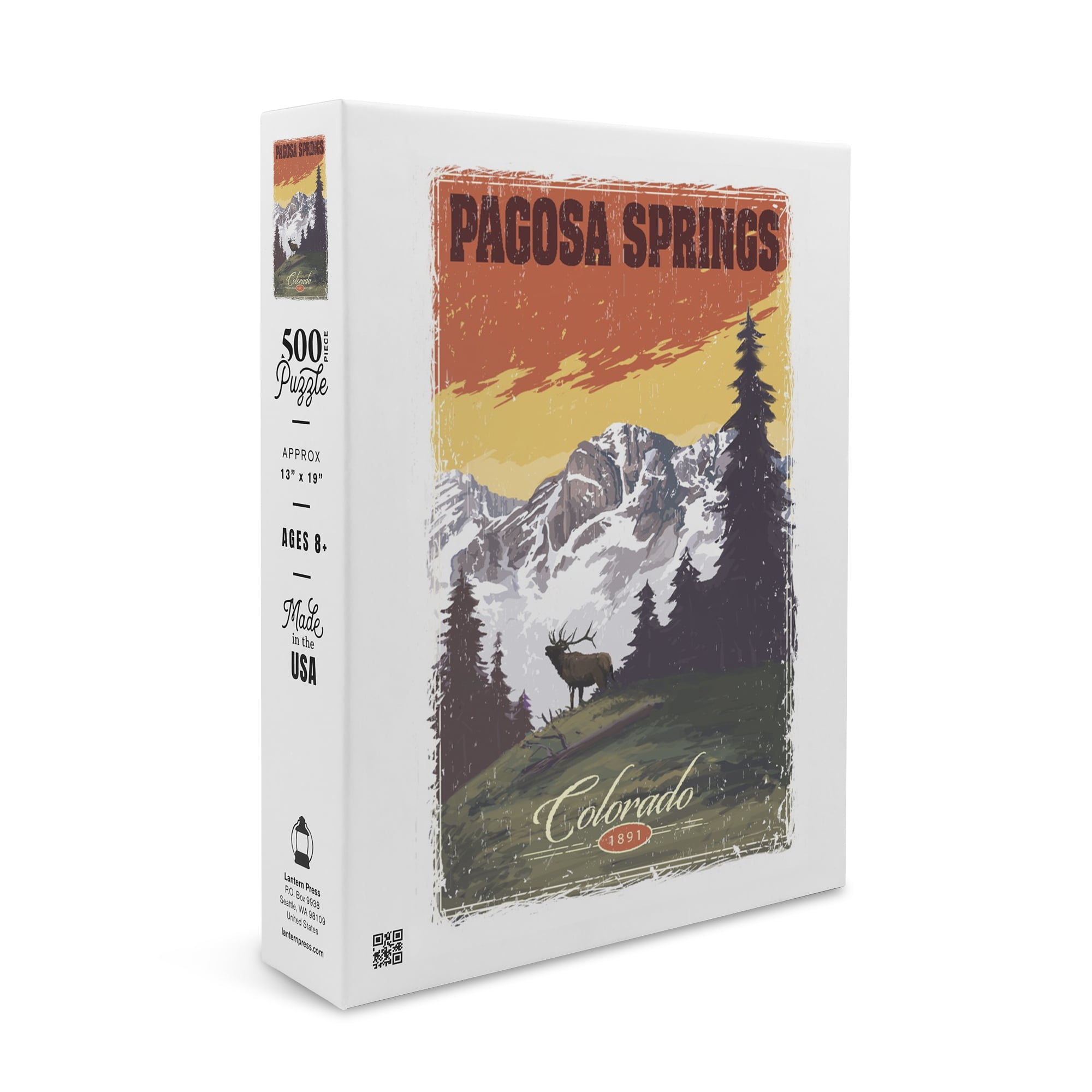 Pagosa Springs, Colorado, Mountain View and Elk, Distressed (19x27 ...