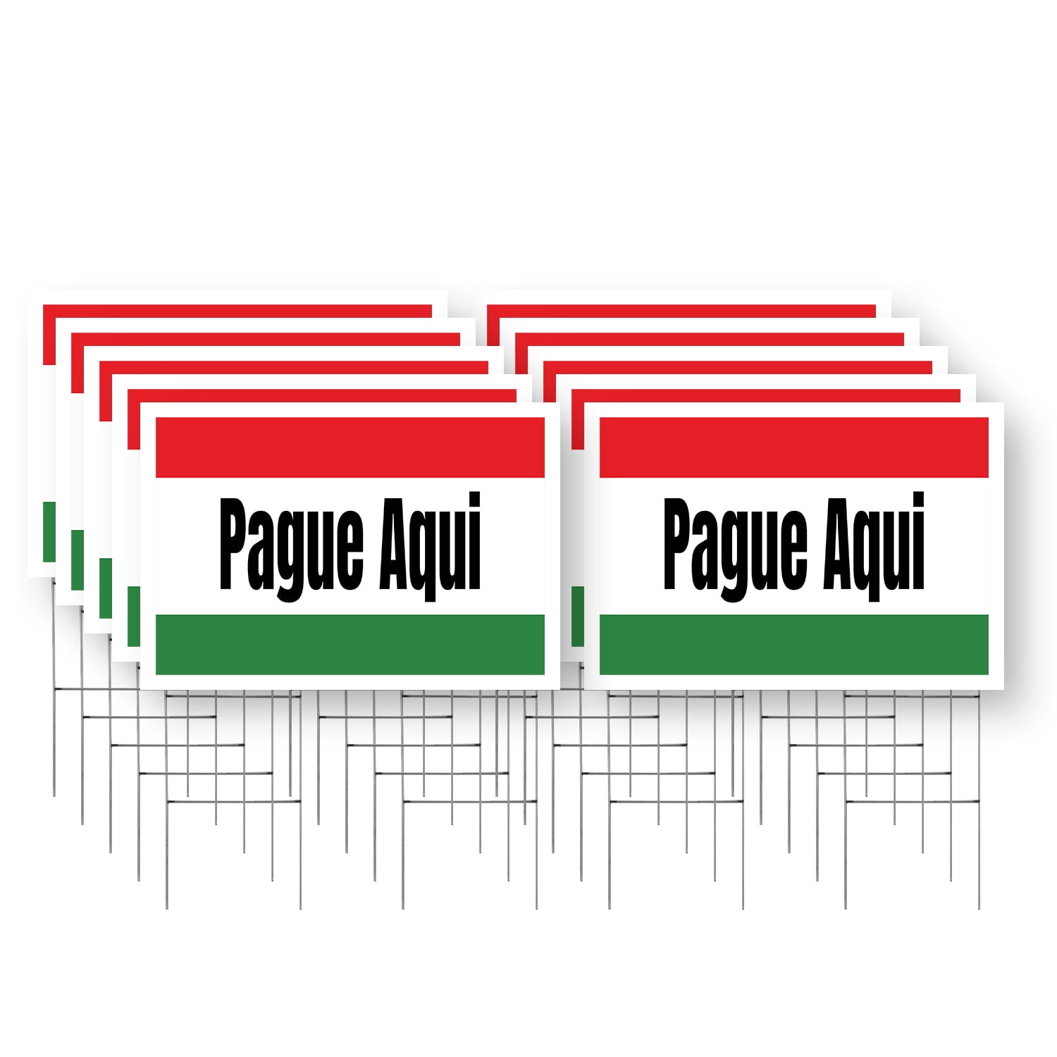 Pague Aqui Yard Sign 10 Pack of 24 Inch x 36 Inch Double Sided ...