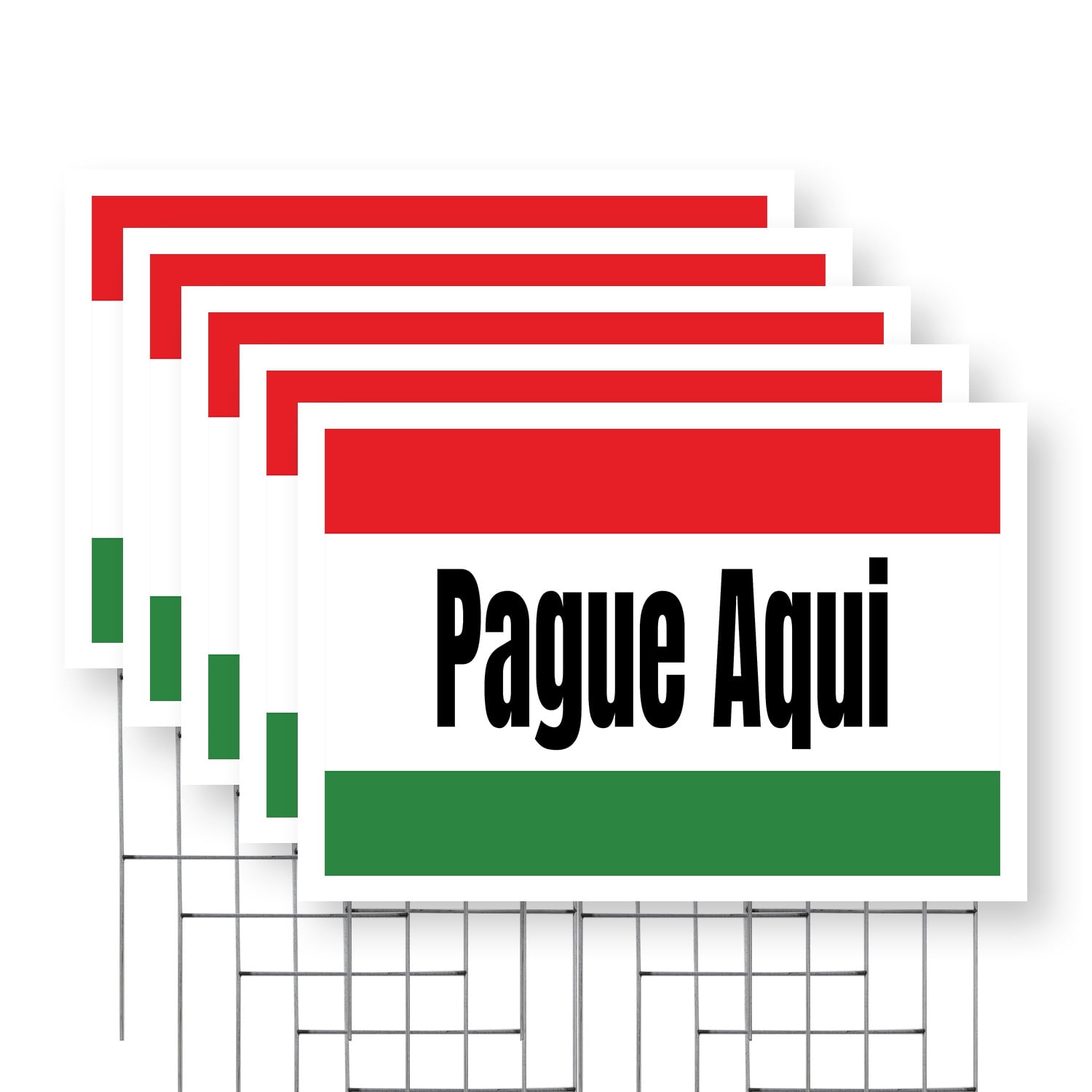 Pague Aqui Yard Sign 5 Pack of 24 Inch x 36 Inch Double Sided ...