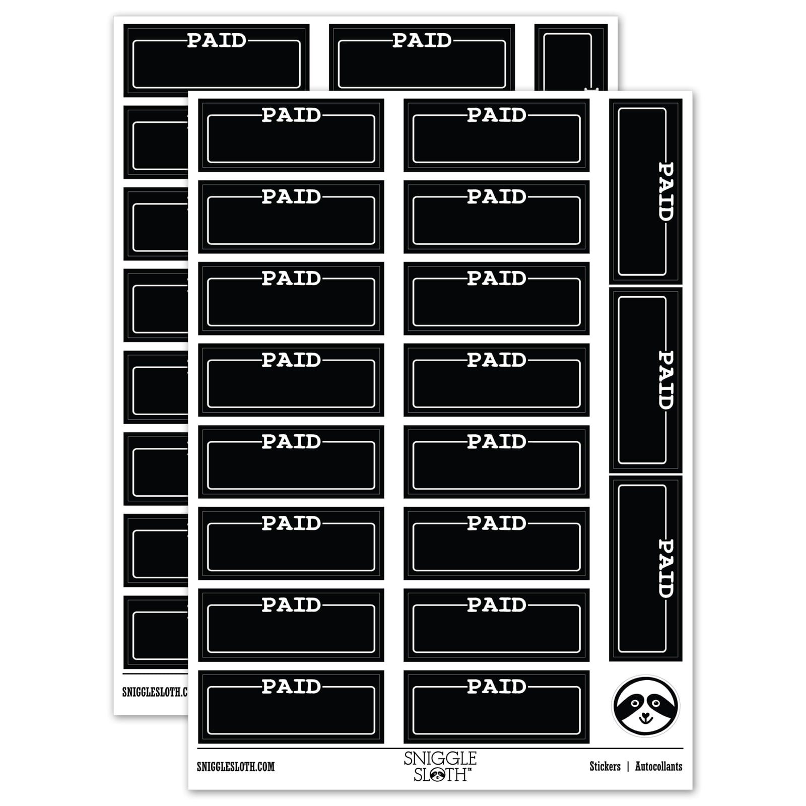 Paid Blank Box for Date Signature Invoice Sticker Set - Black - Gloss ...