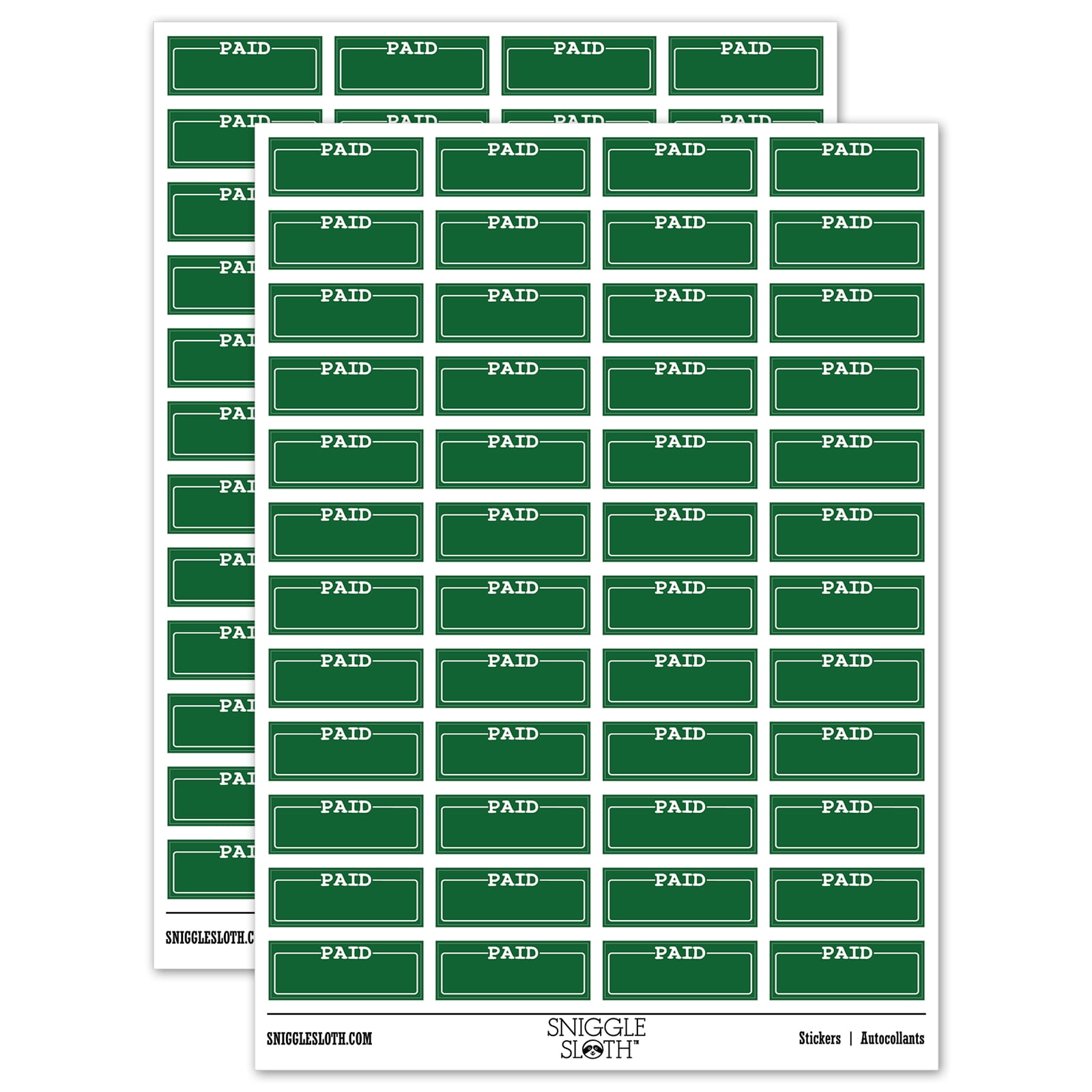 Paid Blank Box for Date Signature Invoice Sticker Set - Dark Green ...