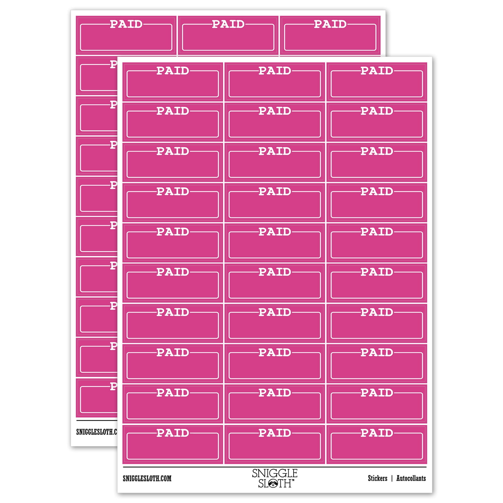 Paid Blank Box for Date Signature Invoice Sticker Set - Hot Pink ...