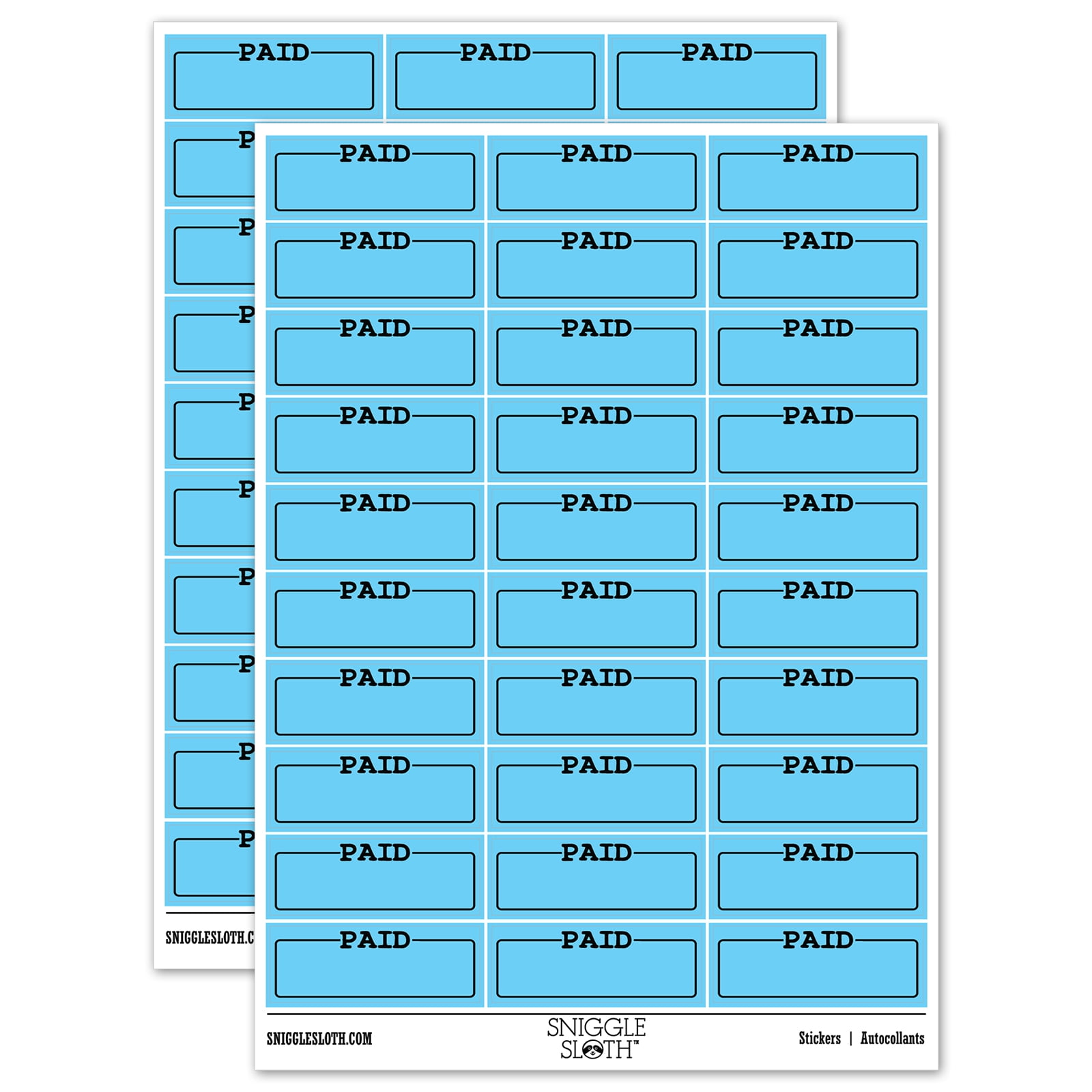 Paid Blank Box for Date Signature Invoice Sticker Set - Light Blue ...