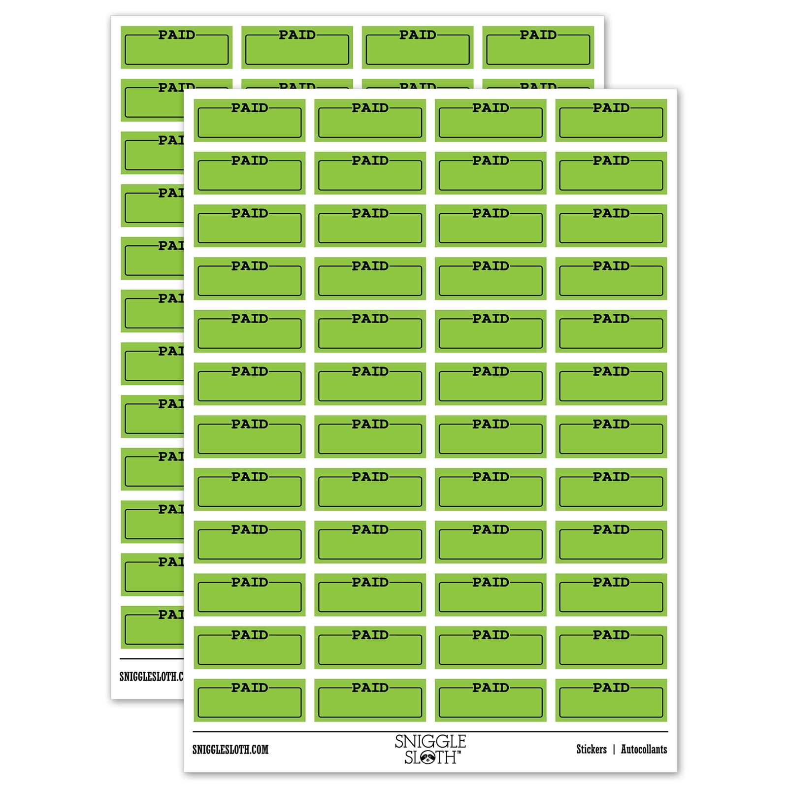 Paid Blank Box for Date Signature Invoice Sticker Set - Light Green ...