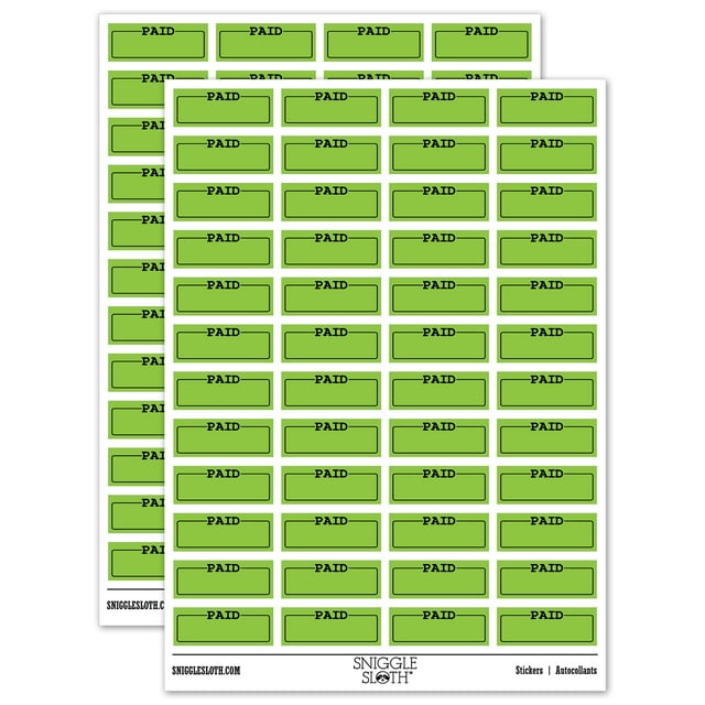Paid Blank Box for Date Signature Invoice Sticker Set - Light Green ...