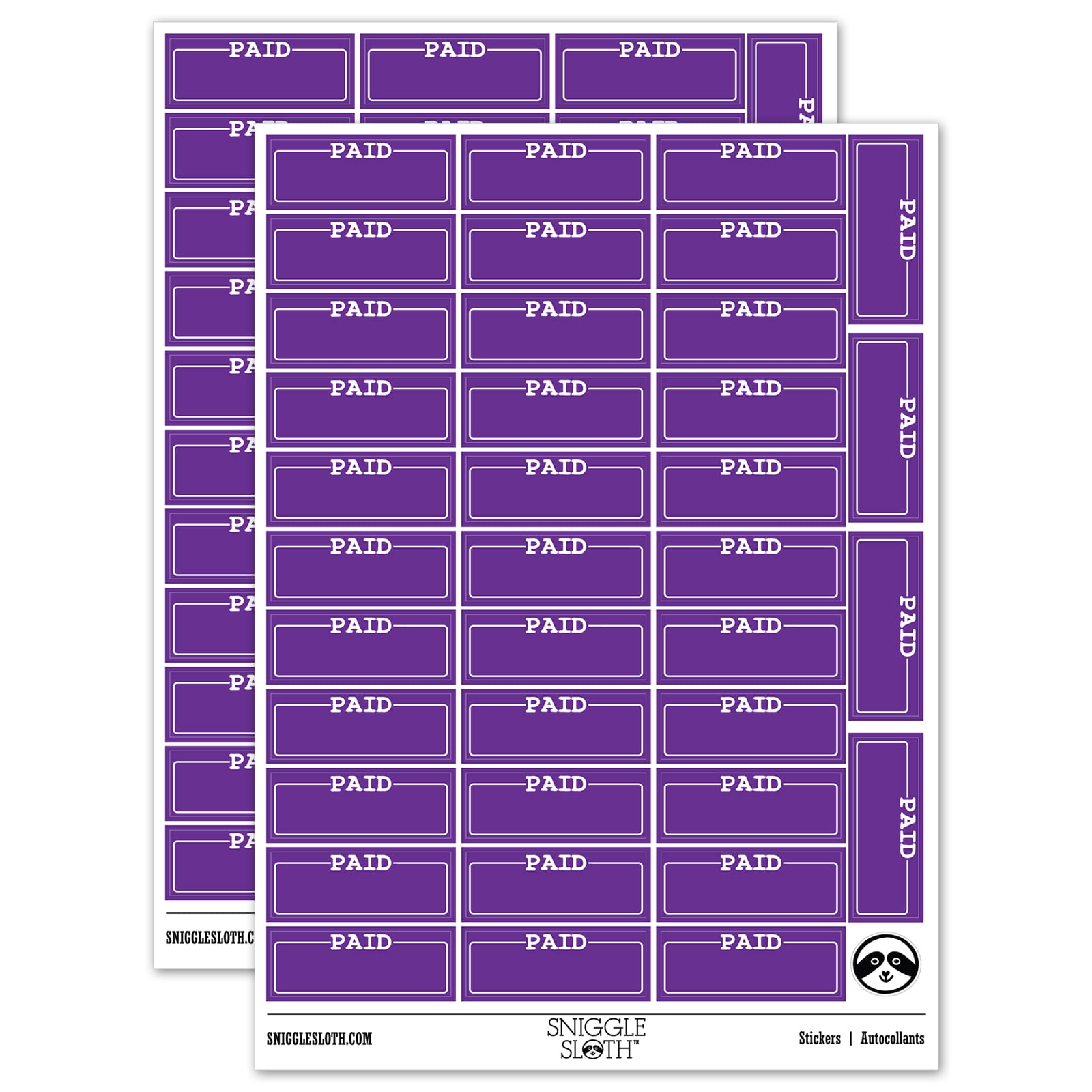 Paid Blank Box for Date Signature Invoice Sticker Set - Purple - Gloss ...
