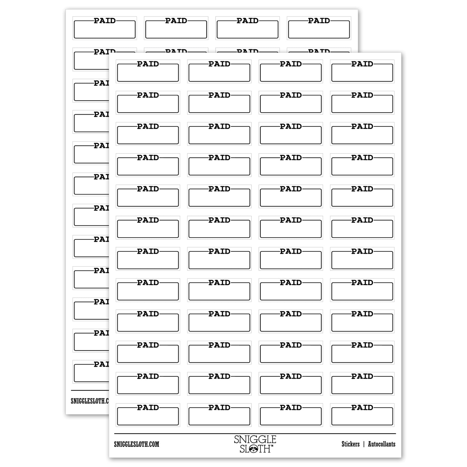 Paid Blank Box for Date Signature Invoice Sticker Set - White - Gloss ...