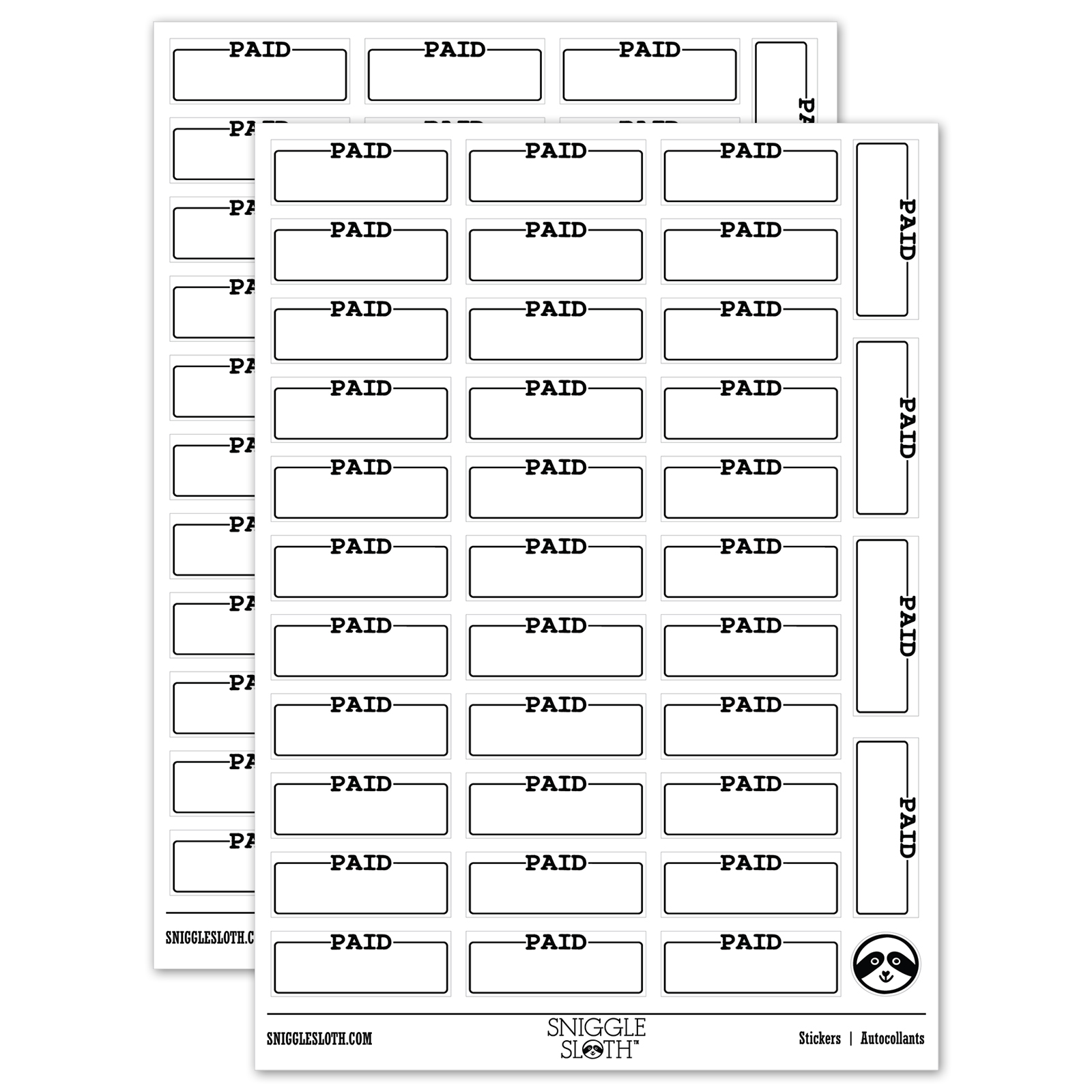 Paid Blank Box for Date Signature Invoice Sticker Set - White - Gloss ...