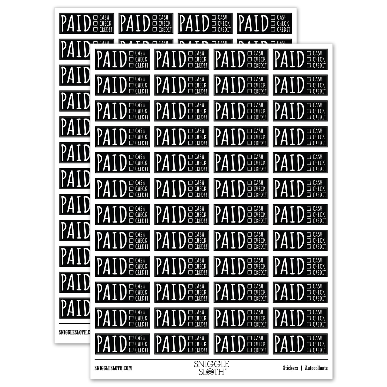 Paid Details Cash Check Credit Invoice Sticker Set - Black - Gloss ...