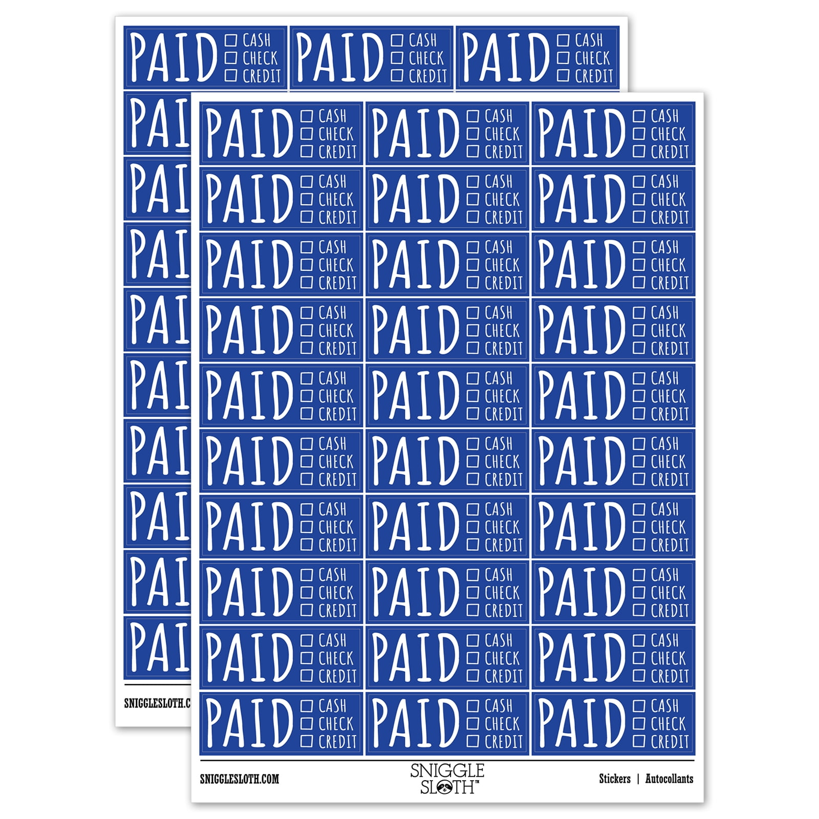 Paid Details Cash Check Credit Invoice Sticker Set - Dark Blue - Matte ...