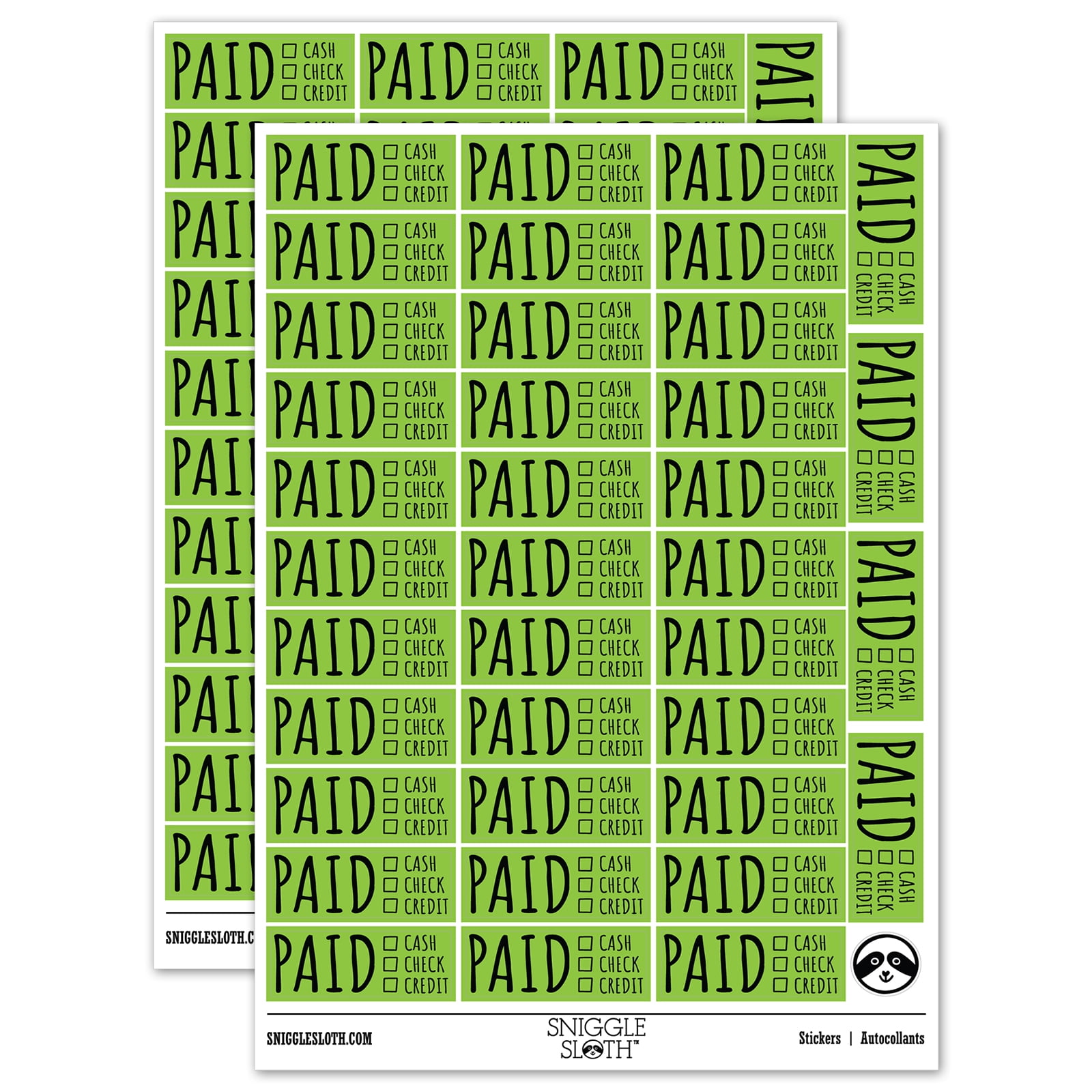 Paid Details Cash Check Credit Invoice Sticker Set - Light Green ...