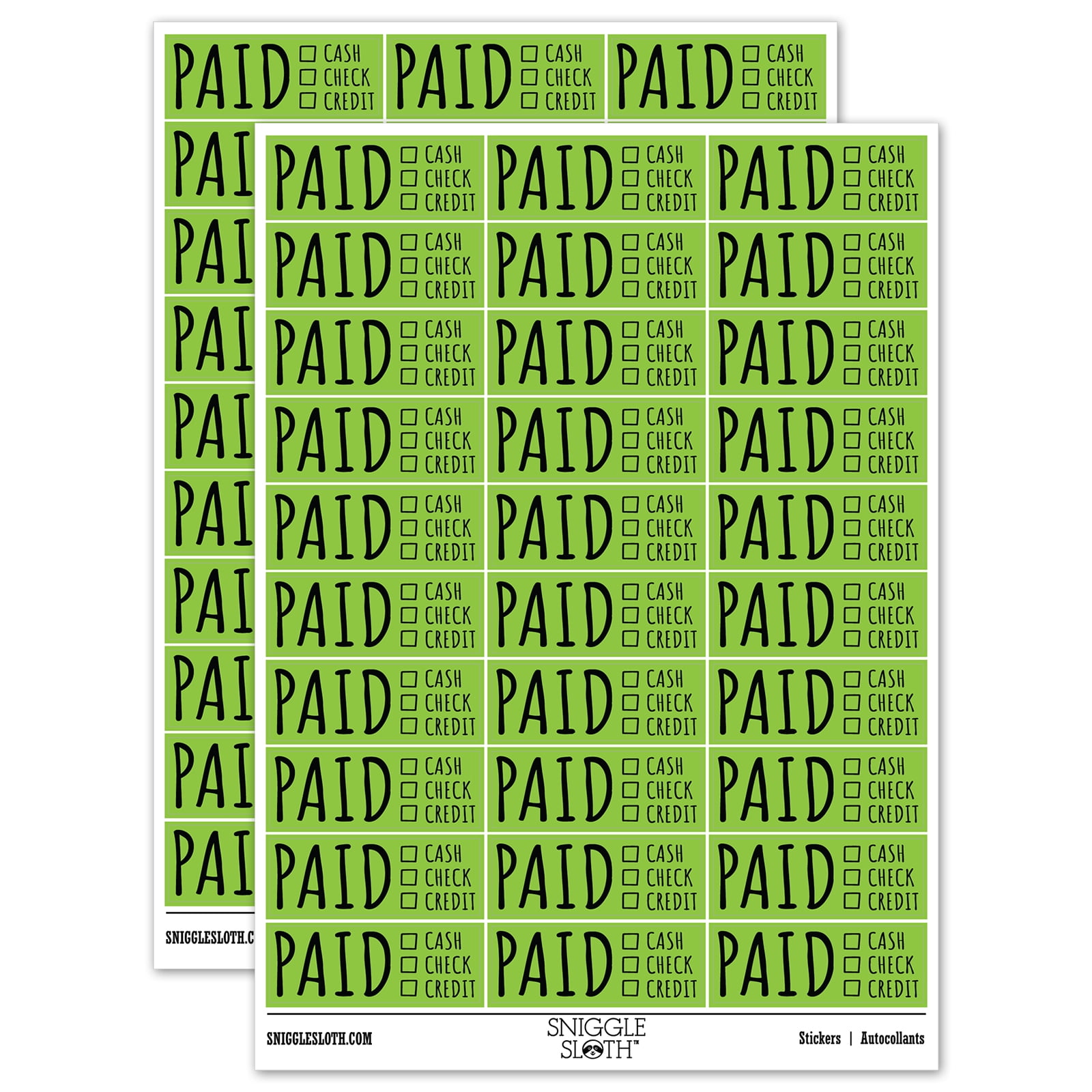 Paid Details Cash Check Credit Invoice Sticker Set - Light Green ...
