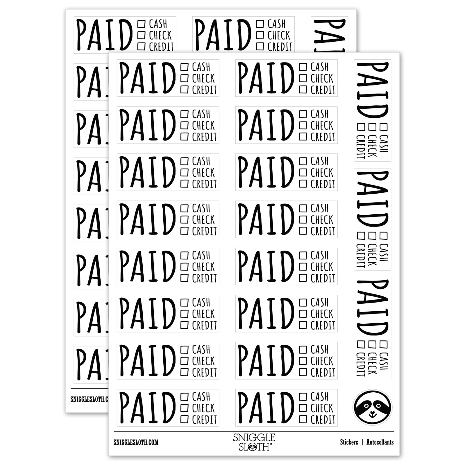 Paid Details Cash Check Credit Invoice Sticker Set - White - Gloss ...